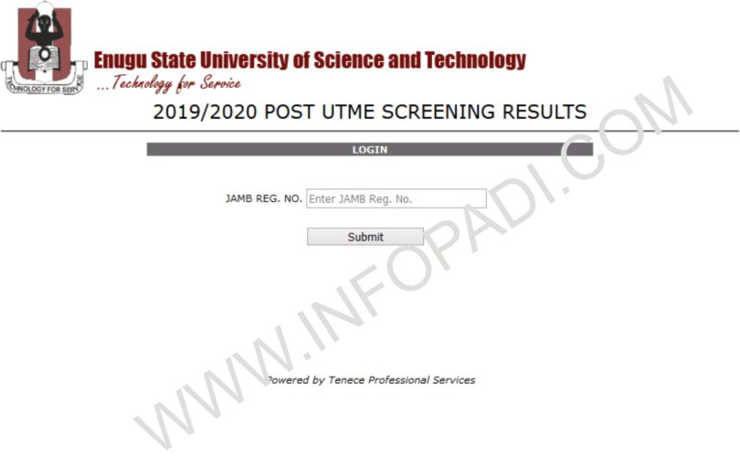 Enugu State University of Technology (ESUT) Post UTME Result Checker ...