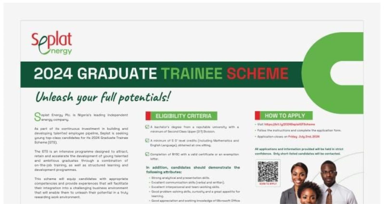 Link to Apply for Seplat Energy Graduate Trainee Scheme 2024/2025